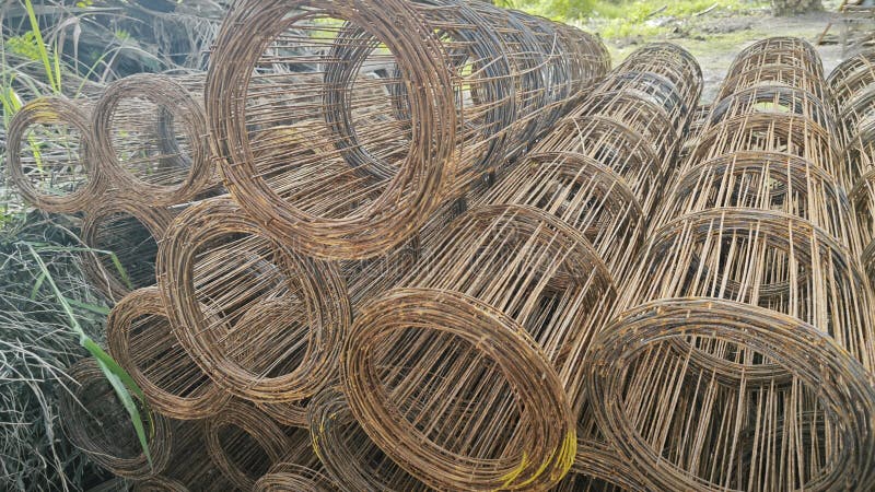 Roll Up Rusty Steel Rebar Grid Reinforcement Frame Lying on the Ground ...