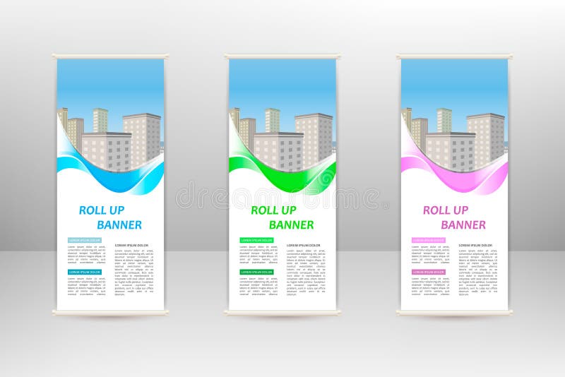 Roll up vertical banner stock vector. Illustration of magazine - 184164354