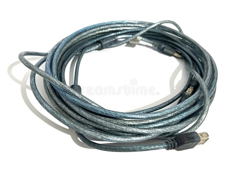 Roll of USB Cable Extension Isolated on White Background Stock Photo ...