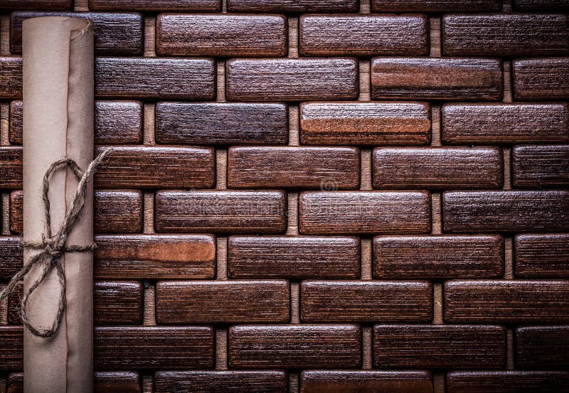 Roll of Vintage Paper with String on Place Matting Stock Photo - Image ...