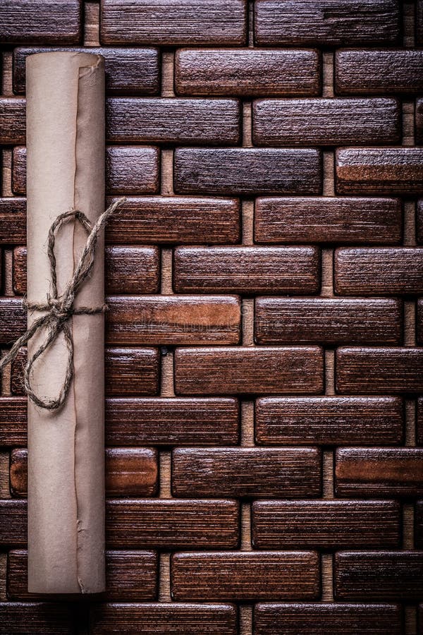 Roll of Vintage Paper with String on Wicker Place Stock Image - Image ...