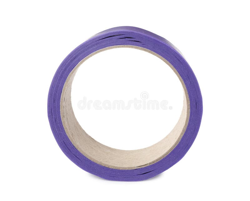 Roll of Violet Adhesive Tape Isolated on White Stock Image - Image of ...