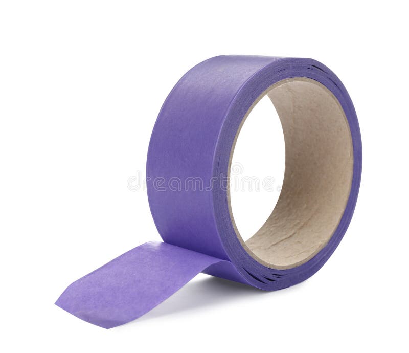 Roll of Violet Adhesive Tape Isolated on White Stock Image - Image of ...