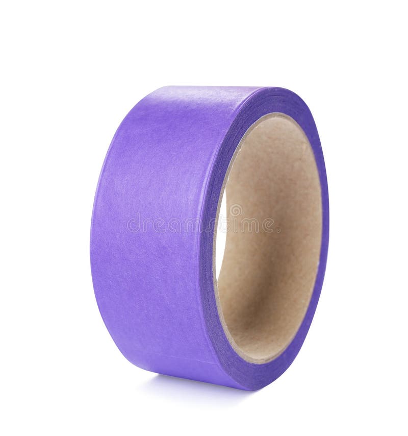 Roll of Violet Adhesive Tape Isolated on White Stock Photo - Image of ...