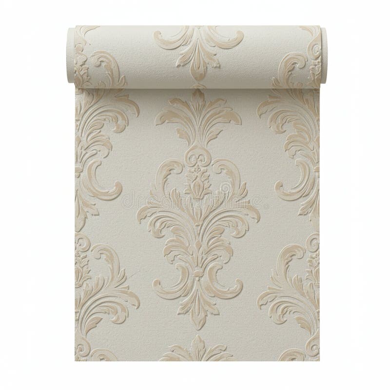 A Roll of Wallpaper Featuring an Intricate Embossed Design with a ...