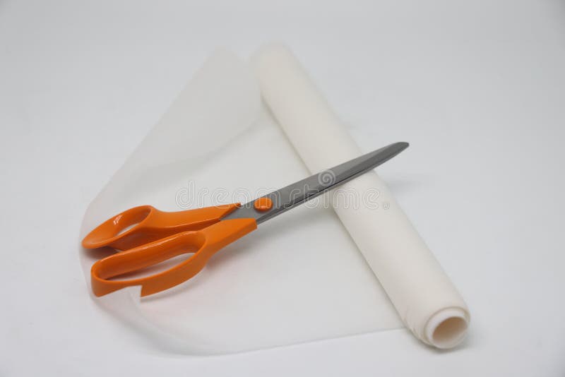 Roll of Waxed Baking Paper, Parchment Paper, Scissors. Stock Photo ...