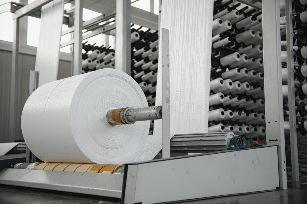 Roll of White Fabric for Cutting Stock Image - Image of work ...