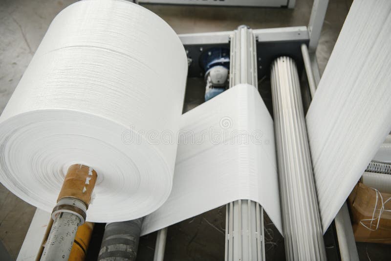 Roll of White Fabric for Cutting Stock Image - Image of texture ...