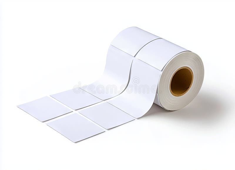 A Roll of White Labels on a White Background Stock Image - Image of ...