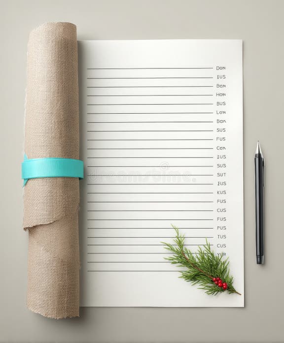 Roll of White Paper with Black Pen and Spiral Notepad on a Clean White ...