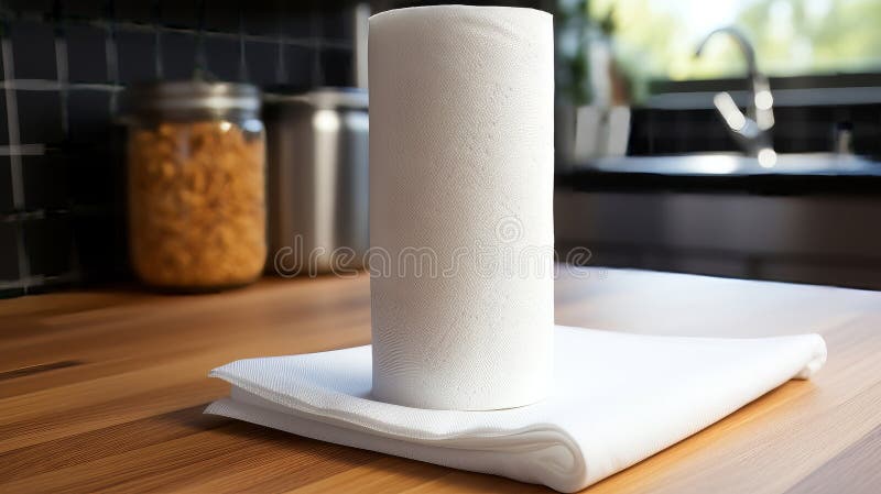 Roll White Paper Kitchen Towel. Generative AI. Stock Illustration ...
