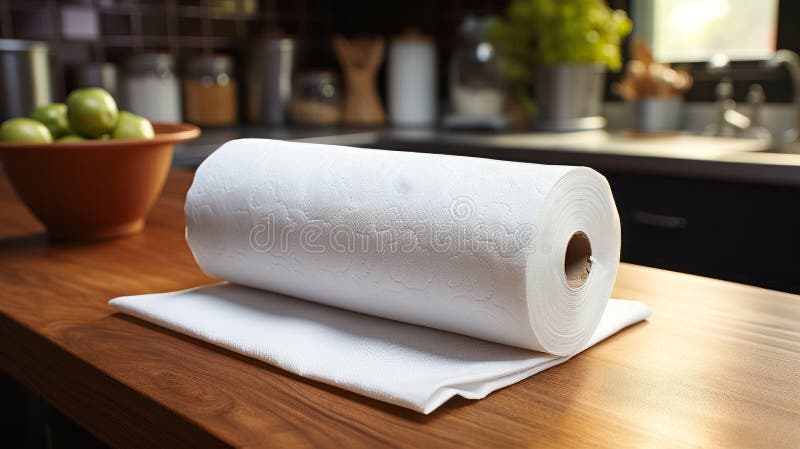 Roll White Paper Kitchen Towel. Generative AI. Stock Illustration ...