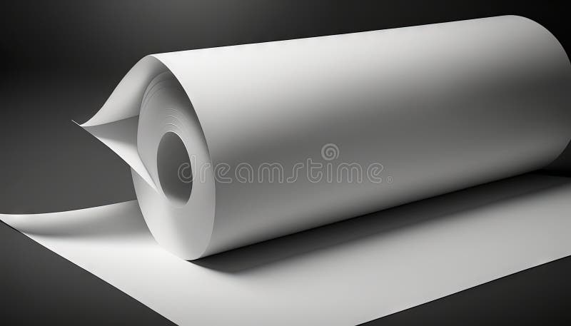 A Roll of White Paper on Top of a Black Surface Stock Illustration ...
