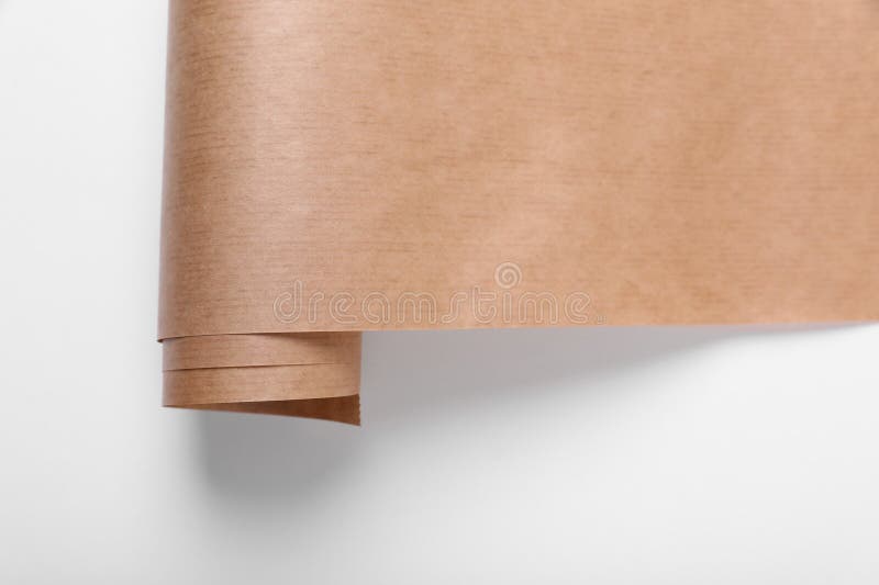 Roll of Wrapping Paper on White Background, Top View Stock Photo ...
