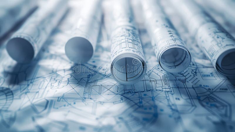 The Blueprints on Architect S Table. AI Generated Stock Image - Image ...