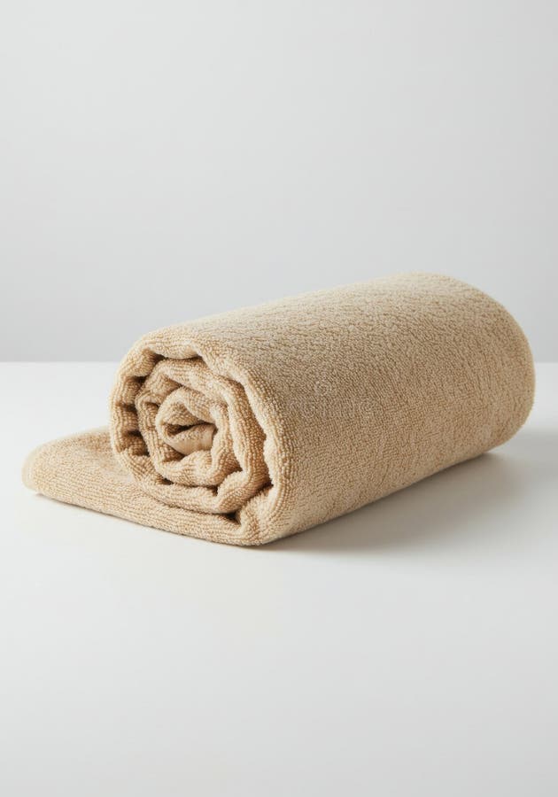 Rolled Beige Fluffy Blanket on White Background Stock Illustration ...