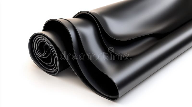 Rolled Black EPDM Roofing Material on White Background Stock ...
