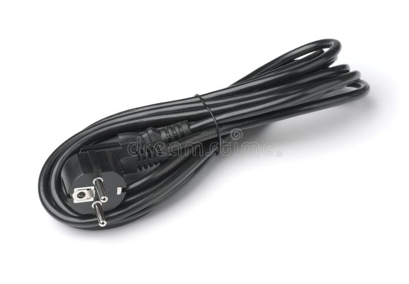 Rolled black power cable stock image. Image of voltage - 366532555
