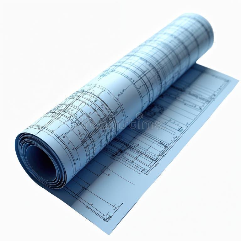 Rolled Blueprint Intricate Design Elements, Construction Details for ...