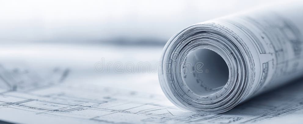 The Rolled Blueprint Showcasing Architectural Design and Project ...