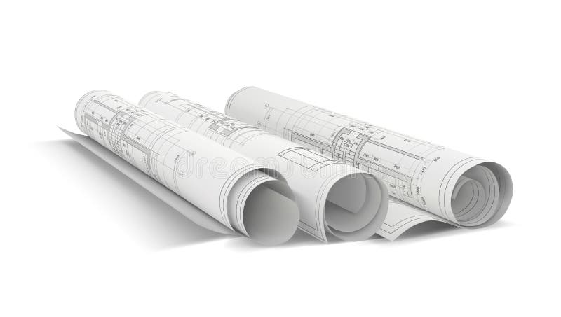 Rolled Blueprint Stock Illustrations – 376 Rolled Blueprint Stock ...