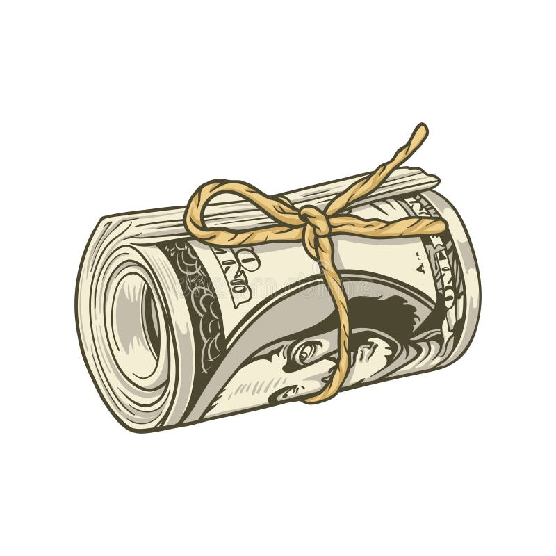 Rolled Bundle of Hundred Dollar Bills Stock Vector - Illustration of ...