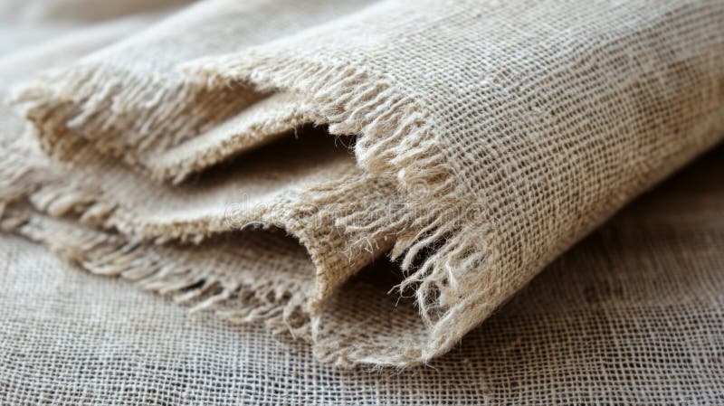 Rolled Burlap Fabric Shows Texture and Frayed Edges Stock Illustration ...