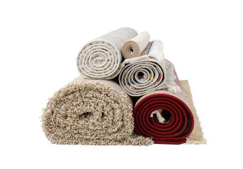 Rolled Carpets on White Background. Interior Element Stock Image ...