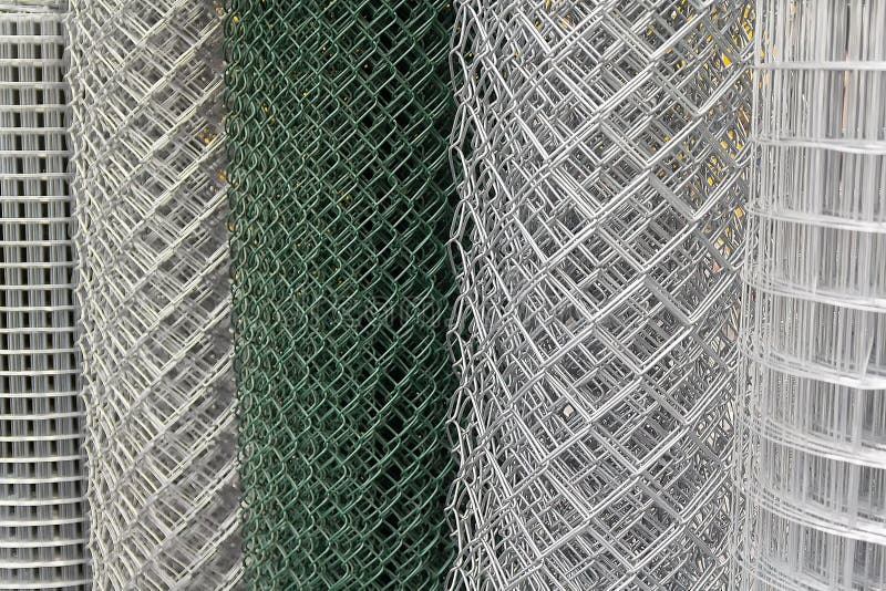 Rolled Chain-link Fence. Metal Mesh Netting Rolled into Rolls Stock ...