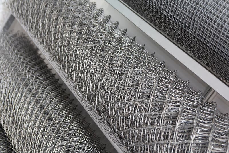 Rolled Chain-link Fence. Metal Mesh Netting Rolled into Rolls Stock ...
