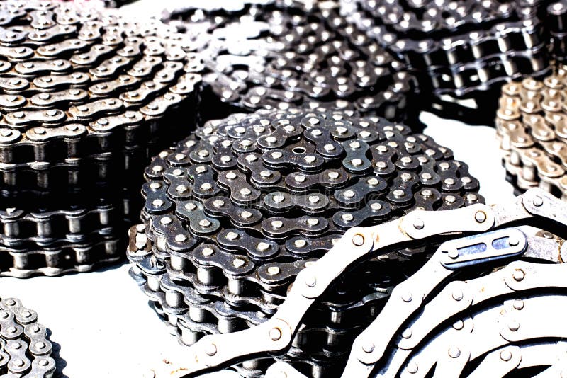 Rolled Chains for Transmission Stock Photo - Image of industrial ...