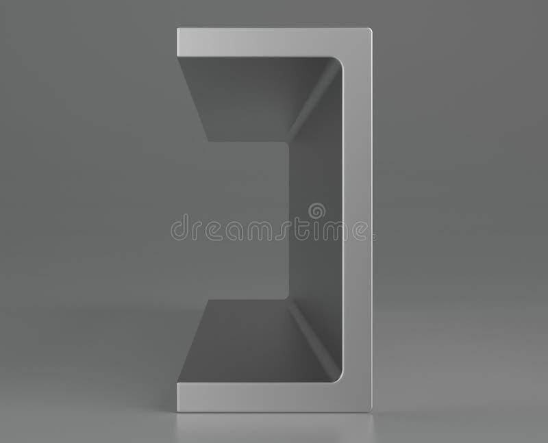 Rolled Channel Steel Bar on Gray Background. 3d Rendering. Stock ...