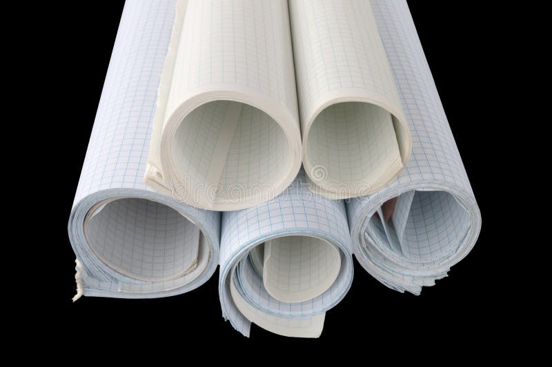 Rolled Checkered Paper, Notebook Paper Stock Image - Image of blue ...