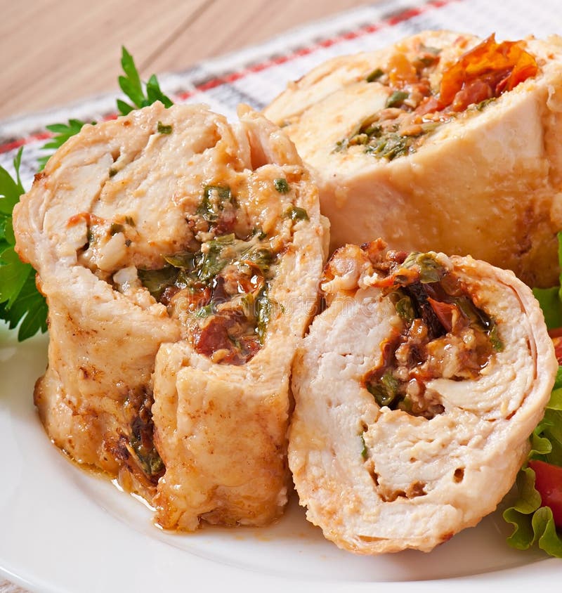 Rolled Chicken stock image. Image of food, closeup, turkey - 46501175