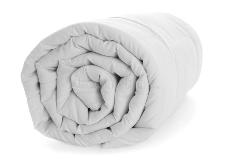 Rolled Clean Blanket Isolated on White. Household Textile Stock Photo ...