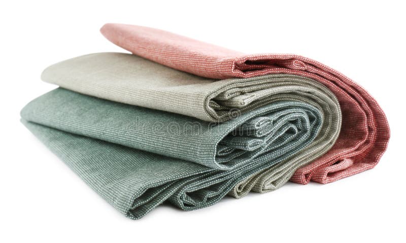 Rolled Clean Kitchen Towels Isolated on White Stock Image - Image of ...