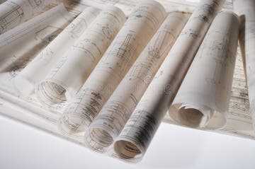 Rolled Construction Drawings Stock Image - Image of architecture ...
