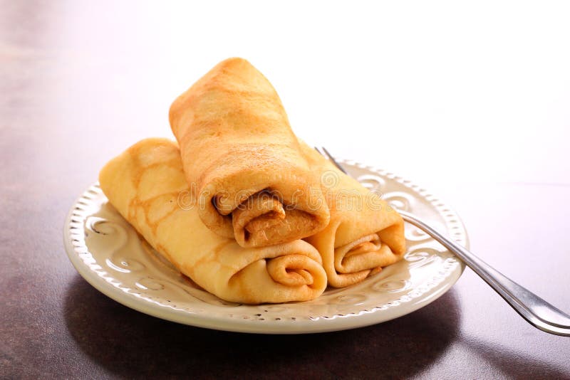 Rolled crepes filled stock photo. Image of savory, cakes - 213222704