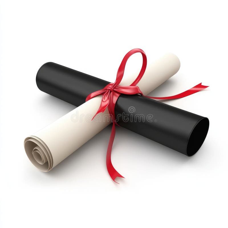 Rolled Diploma with Red Ribbon: Graduation Ceremony Symbol Stock ...