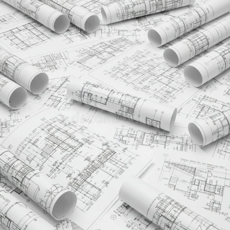 Rolled Documents Scattered on White Surface Stock Illustration ...