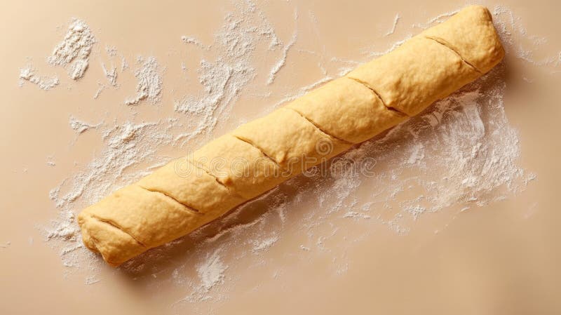 Rolled Dough Log on a Floured Surface, Baking Preparation. Culinary ...