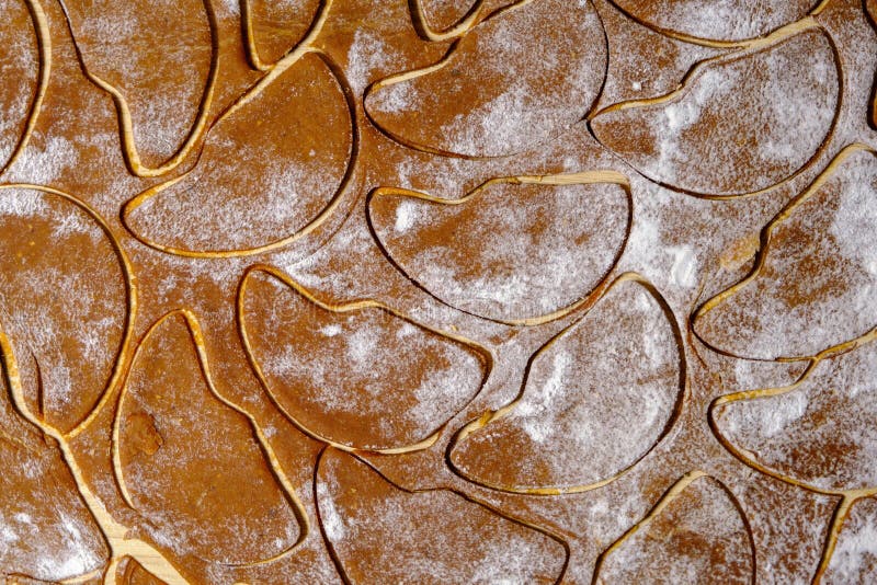 Rolled Dough for Making Cookies Cut into Molds. Stock Image - Image of ...
