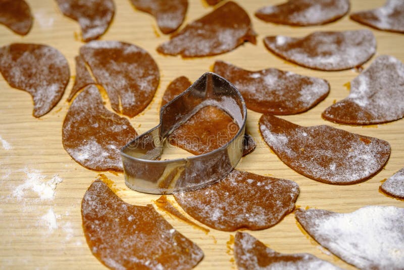 Rolled Dough for Making Cookies Cut into Molds. Stock Image - Image of ...