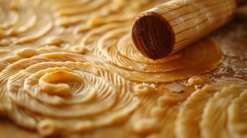 Rolled Dough with a Rolling Pin and Flour. Stock Photo - Image of ...