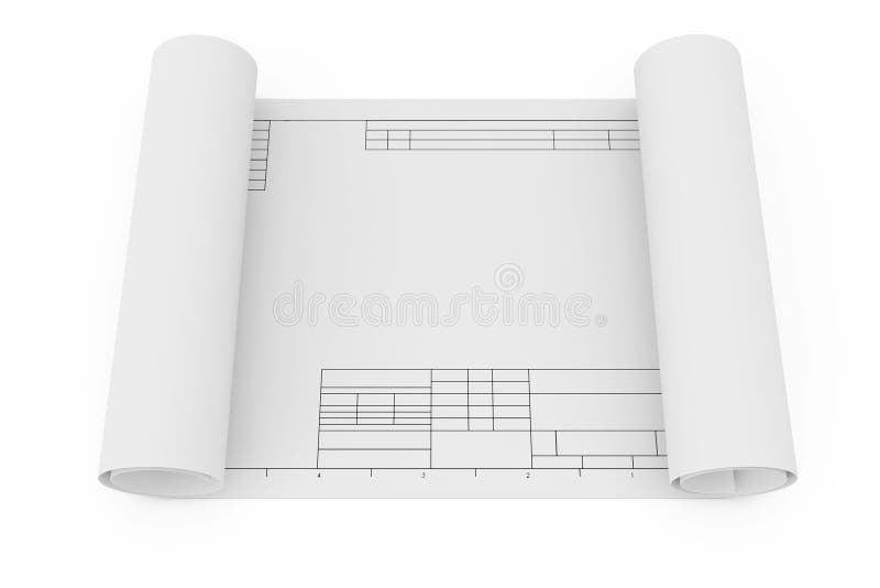 Rolled Drawing Template Paper. 3d Rendering Stock Illustration ...
