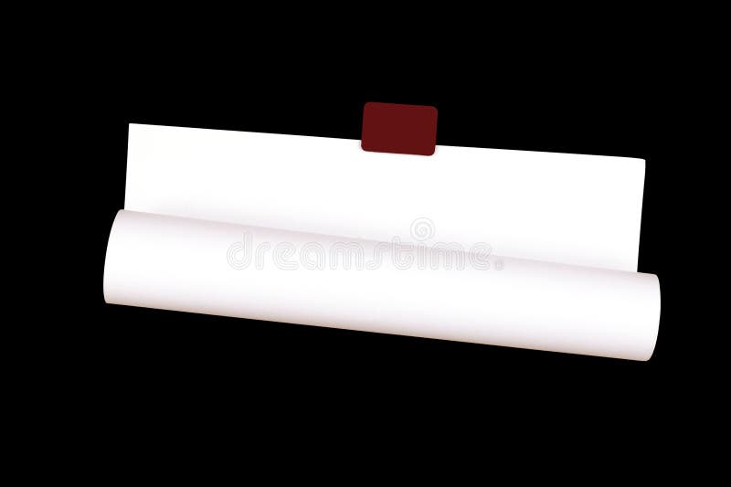 Rolled Empty Sheet of Paper on the Wall, Isolated Stock Image - Image ...