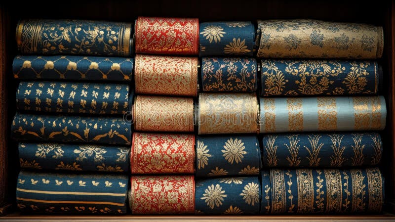 Opulent Collection of Traditional Brocade and Jacquard Fabric Rolls ...
