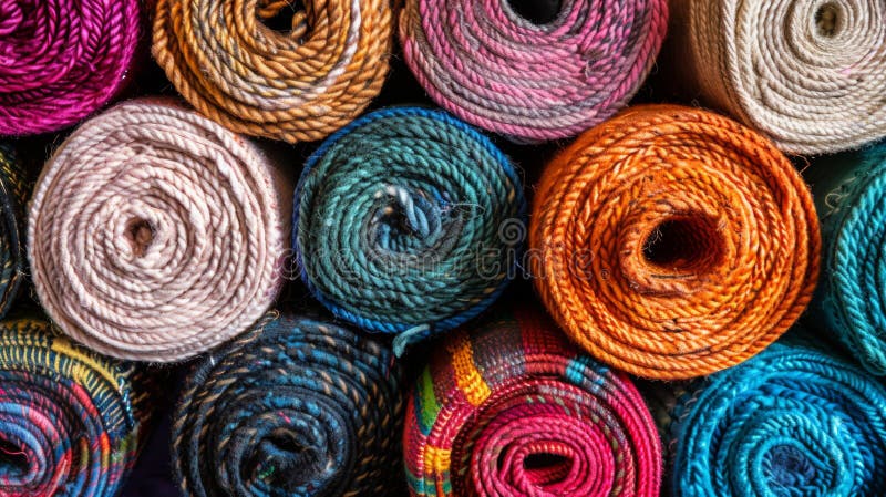 Rolled Fabric in Various Colors and Textures Stock Photo - Image of ...