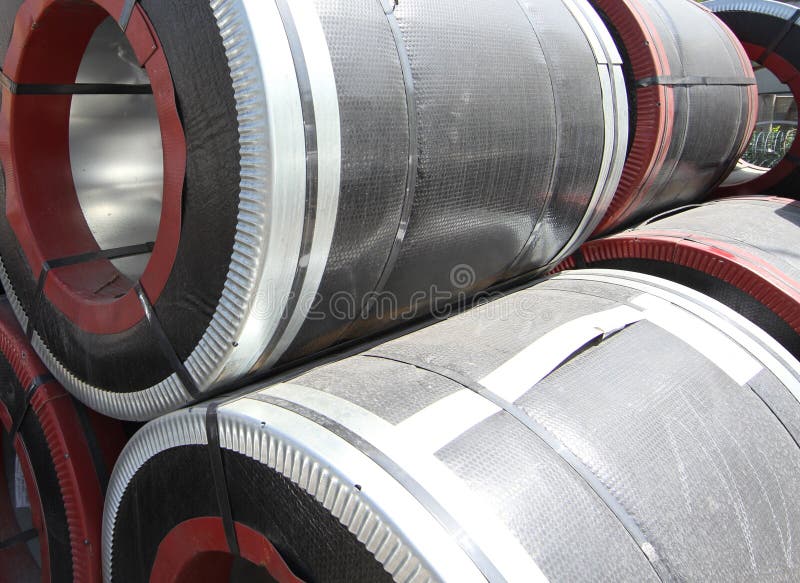 Rolled Galvanized Steel with Polymer Coating Stock Image - Image of ...