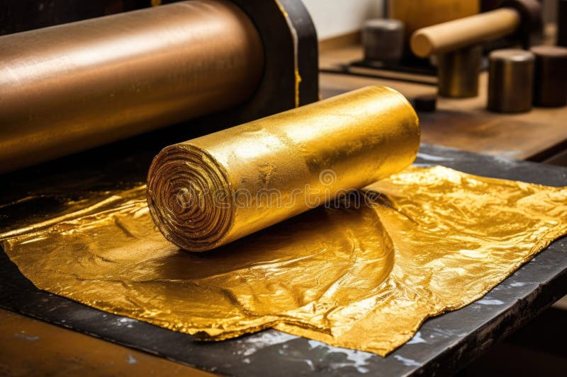 Rolled Gold Foil Ready for Beating Process Stock Illustration ...